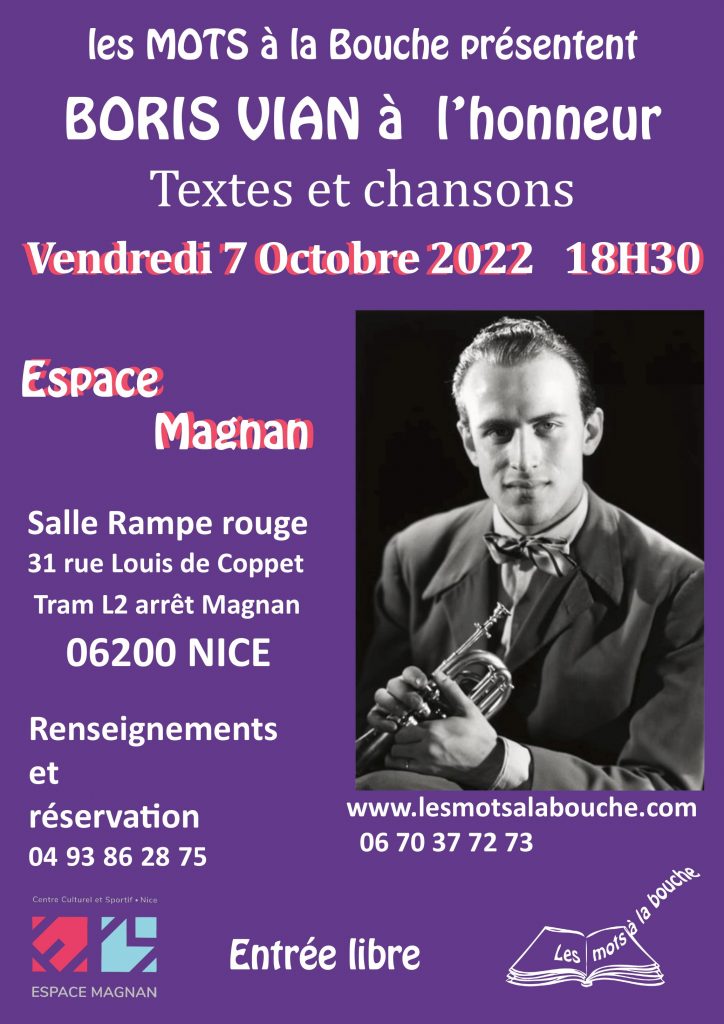 Boris Vian bientôt à Nice - Les Mots à la Bouche